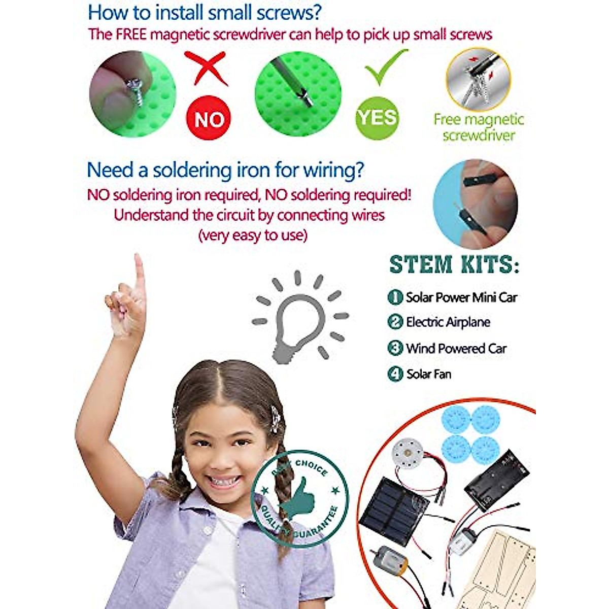 4 in 1 Solar Power & Electric Motor STEM Kits,Science Experiment Projects for Kids Beginners,Electronic Assembly Solar Powered Toy Kit,DIY Educational Engineering Experiments for Boys and Girls