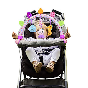 Caterbee Travel Arch Bassinet Toys for Baby Hanging on Stroller, Crib & Pram. Activity Toy bar for Baby Bouncer(Purle)