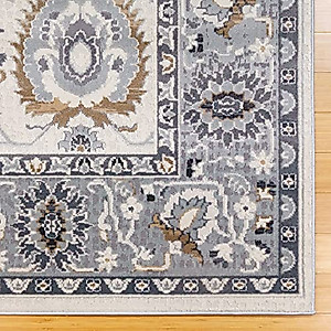 Gertmenian 19618 Boho Abstract Rug III Modern Living Room Kitchen Bohemian Area Carpet, 5x7 Standard, Gray Border Ivory Distressed Farmhouse