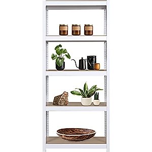 Kepsuul 4 Shelf Heavy Duty Customizable Adjustable Tier Modular Tall Metal Shelving and Storage for Garage, Kitchen, Pantry, Closet, Office, Bedroom 32.1" W X 16.4" D X 76.9" H - White