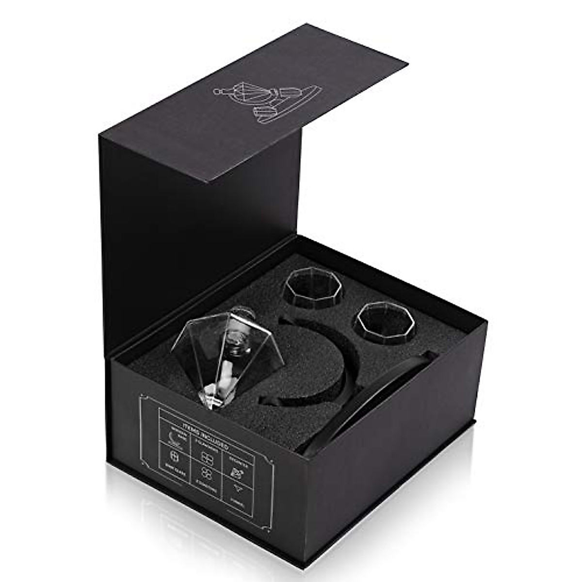 Whiskey Decanter Set with Glasses ARMZAS for Men and Women Diamond Decanter with 2 Drink Glasses and Wooden Stand, Cool Luxury Decanter for Vodka Wine Whisky Liquor Bourbon Christmas Gift Idea