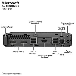 HP EliteDesk 800 G5 Mini High Performance Desktop Computer, Intel Six Core i5-9500T up to 3.7GHz, 16G DDR4, M.2 256G SSD, WiFi, BT, 4K Support, DP, Windows 10 Pro 64 English/Spanish/French(Renewed)