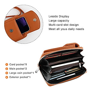 EwiutoijngiQan PU Ladies Leather RFID Blocking Crossbody Mobile Phone Bag Ladies Wallet, Fashion One Shoulder Strap Bag