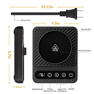 Misby Coffee Mug Warmer, Coffee Warmer for Desk with 6 Temp Settings, 8H Auto Shut Off Coffee Cup Warmer 12H Timer, Smart Coffee Warmer Plate Keeps Hot, Fresh for Coffee, Tea, Milk, Beverage,Black