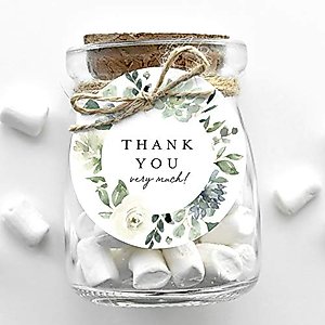 Bliss Collections Thank You Gift Tags, Muted Succulent, Thank You Very Much Gift Tags for Weddings, Bridal Showers, Birthdays, Parties, Baby Showers, Wedding Favors or Events, 2.5"x2.5" (50 Tags)