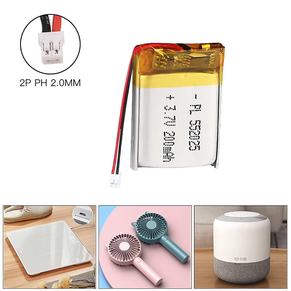 YDL 3.7V 200mAh 552025 Lipo battery Rechargeable Lithium Polymer ion Battery Pack with PH2.0mm JST Connector