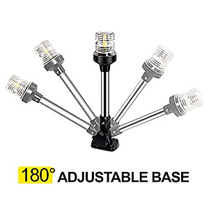 Obcursco 12 Inches Led Anchor Navigation Lights, White Fold Down Boat Stern Light, 3 NM Visibility Marine All Round Lights for Pontoon and Fishing Boats