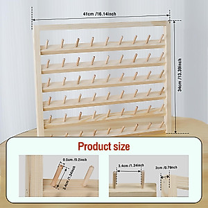 US Wooden Thread Holder 48/54 Spool Wooden Thread Rack Wall Mounted Sewing Thread Holder with Screws Multi Purpose Sewing Thread Holder Organizer for Embroidery Sewing Threads Hair Band(54 axis)
