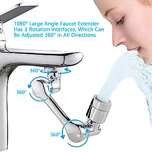 Faucet Extender, 1080° Large-Angle Rotating Robotic Arm Water Nozzle Faucet Adaptor, Universal Splash Filter Faucet with Dual-Water Outlet Modes, Kitchen Sink Aerator Sprayer