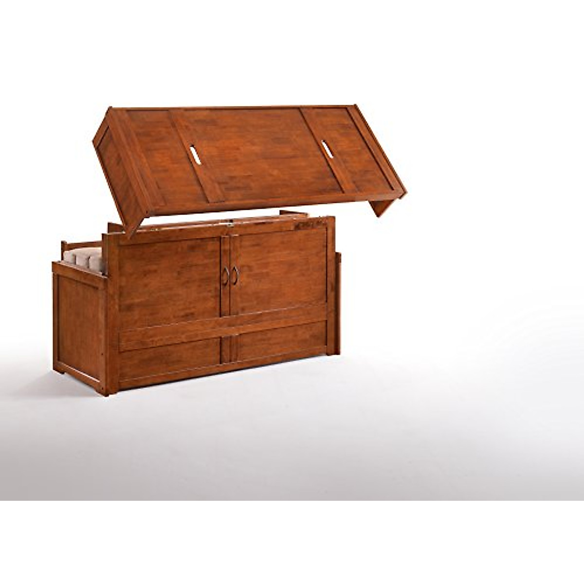 NIGHT & DAY Furniture Murphy Cube Cabinet Bed Pre-Assembled (Cherry, Queen)