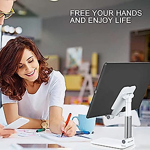 Meetuo 2 Pcs Cell Phone Stand, Adjustable Angle Height Phone Stand for Desk, Fully Foldable/Portable Phone Holder, Compatible for iPhone 14/13/12/Smartphones
