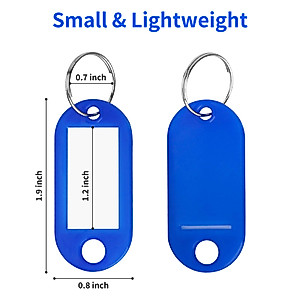 Cuttte 50 Pack Plastic Key Tags with Container, Key Labels with Ring and Label Window, 10 Colors