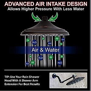 Rainfall Shower Head - 8 Inch Large Overhead Rain Showerhead With Pressure Boosting High Flow, 2.5 GPM - Oil-Rubbed Bronze