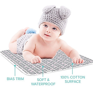 Kushies Deluxe Waterproof Changing Pad Liners - 20 x 30 inches Baby Changing Table Liners - Baby Changing Pads - Diaper Changing Flat Liner Pad Waterproof Portable (Grey Petal)