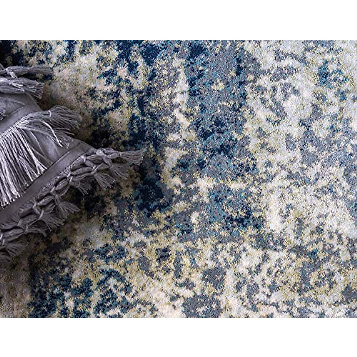 Unique Loom Mystic Collection Area Rug - Seine (2'x 6' Runner, Navy Blue/ Beige)