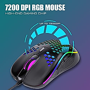 RedThunder 60% Gaming Keyboard and Mouse Combo, Ultra-Compact 61 Keys RGB Backlit Mini Keyboard, Lightweight 7200 DPI Honeycomb Optical, Wired Gaming Set for PC MAC PS5 Xbox Gamer(Black)