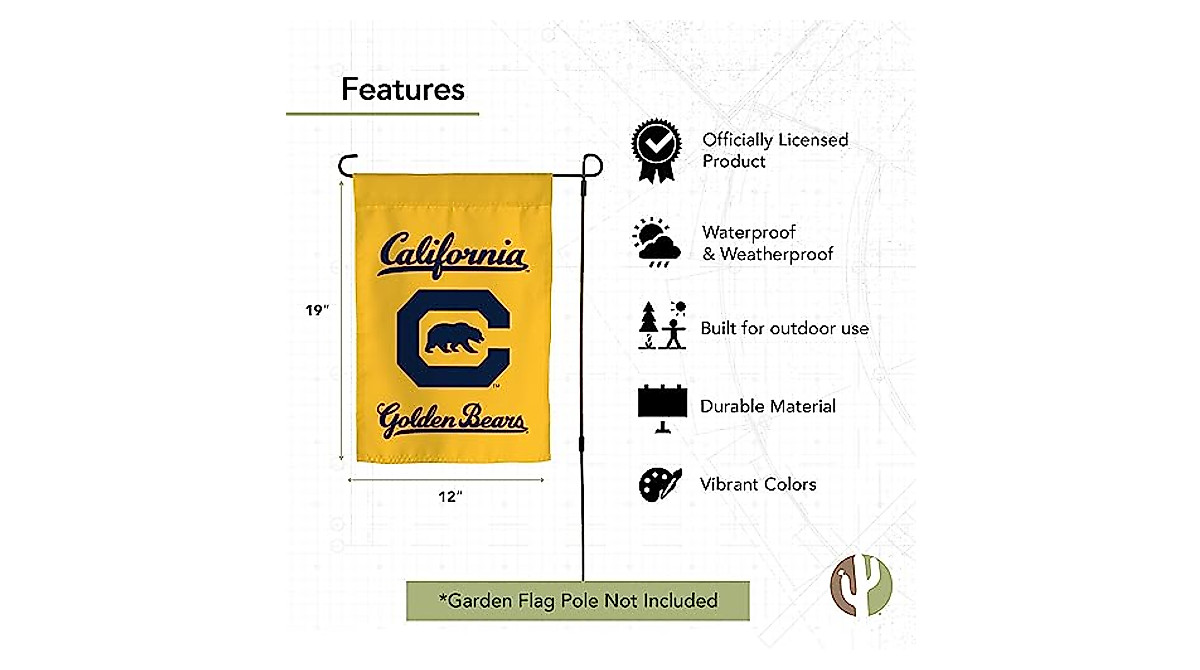 UC Berkeley Golden Bears Garden Flag - Durable 100% Polyester