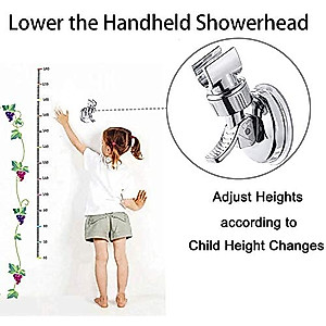 YIFEI Shower Head Holder Suction Cup Handheld Showerhead Bracket Adjustable Height Shower Holder, Removable Handheld Wand Holder Wall Mounted Suction Bracket (Silver-1pcs)