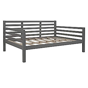 Harper & Bright Designs Full Size Daybed Frame, Wooden Full Day Bed with Wood Slat Support, Full Bed Frame, Full Size Sofa Bed for Bedroom, Living Room, No Box Spring Needed, (Full Size, Gray)