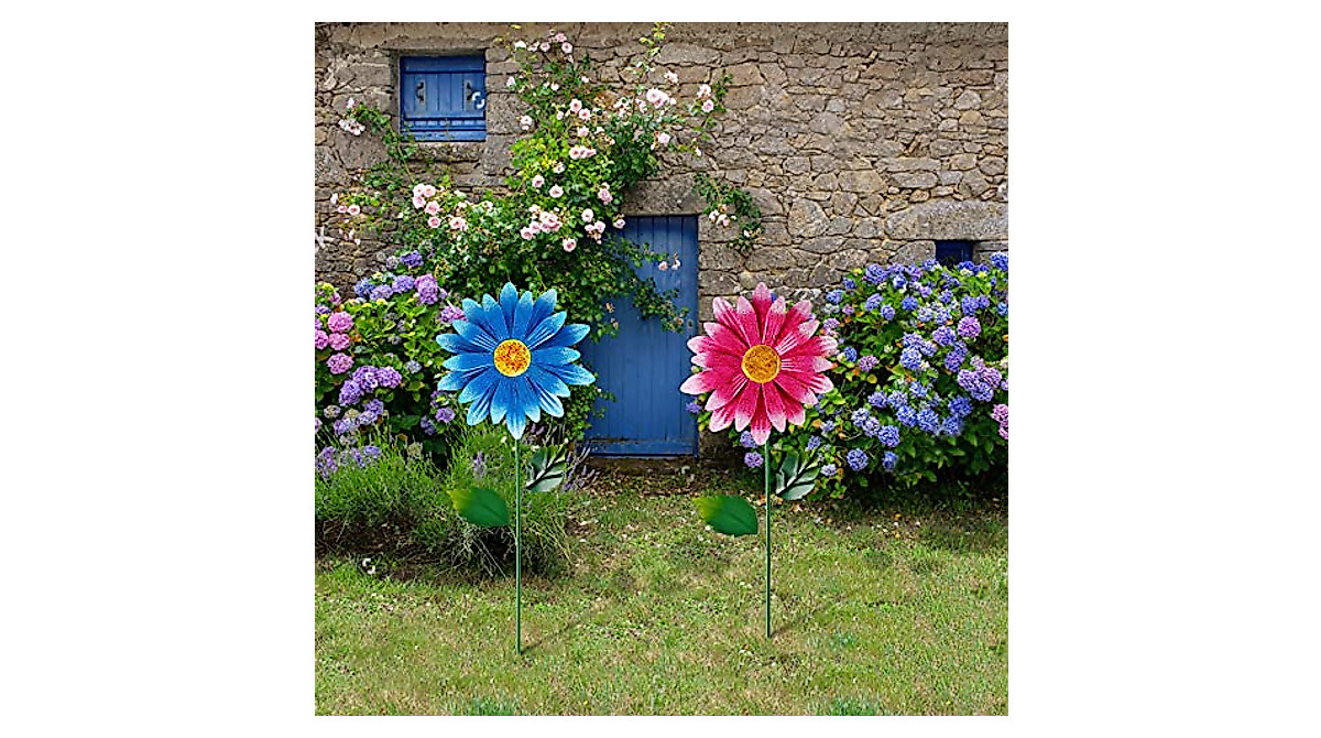 Colorful Sunflower Garden Stakes - 2 Pack Outdoor Decor