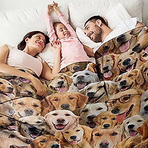 HSELOGI Golden Retriever Blanket Gift for Dog Lover Funny Dog Print Fleece Blanket Home Decor Plush Fuzzy Blanket Cute Puppy Blanket Throw for Kids Girls Boy for Adult Women Sofa Bed Chair 60"x80"