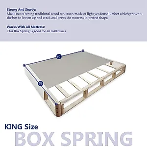 Continental Sleep 4-Inch Low Profile Wood Traditional Boxspring/Foundation Set, King