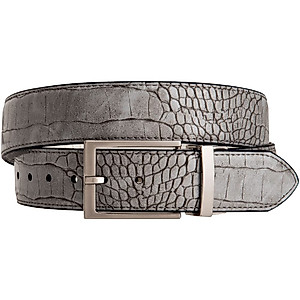 Greg Norman Men's Reversible Croco Print Leather Golf Belt Grey/White 40