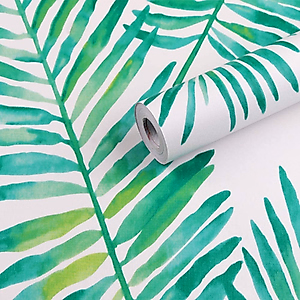 Self-Adhesive Vinyl Hawaiian Palm Contact Paper Sticker Peel and Stick Tropical Wallpaper for Walls Furniture Cabinets Dresser Drawer Table Cupboard Arts Cafts Decal 17.7x117 Inches