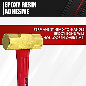 C&T 2lb Brass Sledge Hammer,Non-Sparking, Comfortable Fiberglass Handle,2-Pounds,Non-Magnetic,Corrosion Resistant