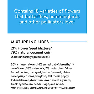 Burpee Wildflower 25,000 Bulk, 1 Bag 18 Varieties of Non-GMO Flower Seeds for Hummingbirds and Butterflies
