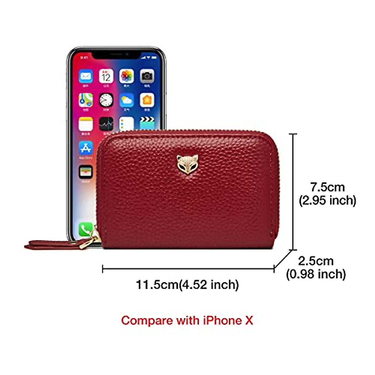 FOXLOVER Small Genuine Leather Credit Card Holders for Women, RFID Blocking Ladies Mini Card Case Women's Card Wallets with Gift Box Packing (Red)