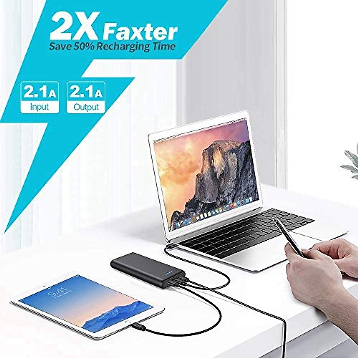 Portable Charger 26800mAh【2022 Upgrade High Capacity】Power Bank Ultra Compact External Battery Pack Backup with 4 LED Lights,Dual USB High-Speed Charging Compatible with iPhone 13 Samsung Android etc