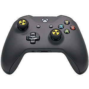 Playrealm Soft Rubber Silicone 3D Texture Thumb Grip Cover x 4 for PS5, PS4, Xbox Series X/S, Xbox One, Switch PRO Controller(Radiation Black Yellow Pack)
