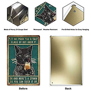 Yepzoer Kitty Biscuits Vintage Metal Tin Sign, Read Books Drink Coffee Aluminum Sign Wall Art Decor Metal Sign Decoration Sign