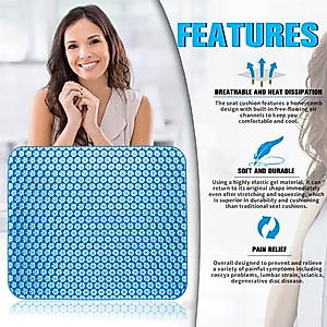 GHEMYULP Gel Seat Cushion,Office Chair Car Wheelchair Seat Cushion for Long Sitting,Cooling Seat Cushion Honeycomb Design with Non-Slip Cover,Pressure Relief(Square:16.5 x 13.8 x 1.3 inches)