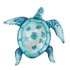 LIFFY 20Inch Metal Sea Turtle Wall Decor Hanging Wall Art Decorations for Beach Pool Patio Seametal