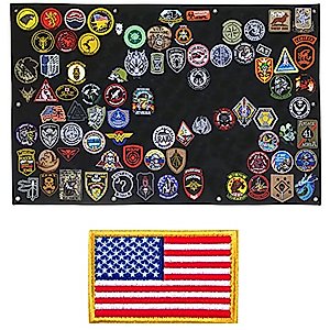 Tactical Patch Display Panel Holder Board for Military Army Combat Morale Uniform Hook and Loop Emblems, 43 Inches x 27.5 Inches (Large), with 1 Flag Patch Included