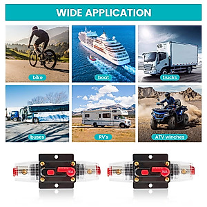 NuIth 150A Audio Inline Circuit Breaker with Manual Reset 12-24V, 4-12 AWG 150 AMP Circuit Breaker Inline Fuse for Car AutomotiveAudio Amplifier System Protection Marine Truck RV Home, 2PCS