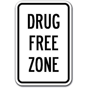 Jesiceny Great Tin Sign Aluminum Drug Free Zone Sign Outdoor & Indoor Sign Wall Decoration 12x8 INCH