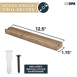 Ilyapa Wood Vinyl Record Shelf Wall Mount, 8 Pack - Barnwood Record Album Holder Display Your LP