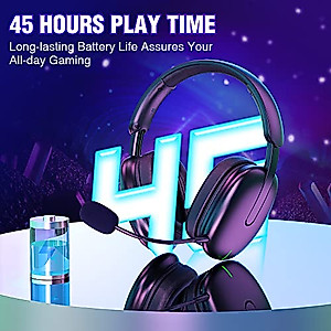WolfLawS TA82 Wireless Gaming Headset with Detachable Noise Canceling Microphone for PS5 PS4 PC, 2.4GHz USB Gamer Headphones with 7.1 Surround Sound, Memory Foam Ear Pads, Wired Mode for Controller