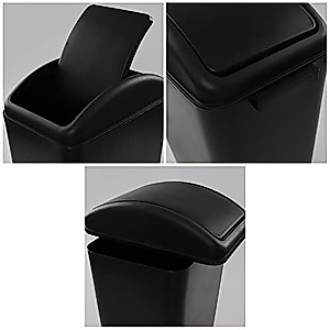 Vababa 3-Pack 4.5 Gallon Plastic Swing-Top Garbage Can, Trash Can with Swing Lid, Black