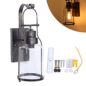 XUANIIIL Farmhouse Wall Sconces Lighting, Industrial Rustic Porch Wall Lamp Fixture with Clear Glass Shade, Exterior Retro Lantern Wall Light for Outdoor/Indoor/Bedroom
