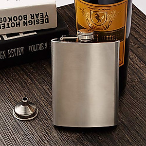 Hillside-Kit Hip Flask for Liquor 8 Oz Stainless Steel Leak proof with Funnel Flask set men flask women flask set (Silver 2pcs)