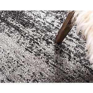 Unique Loom Del Mar Collection Area Rug - Lucille (9'x 12' Rectangle, Dark Gray/ Ivory)
