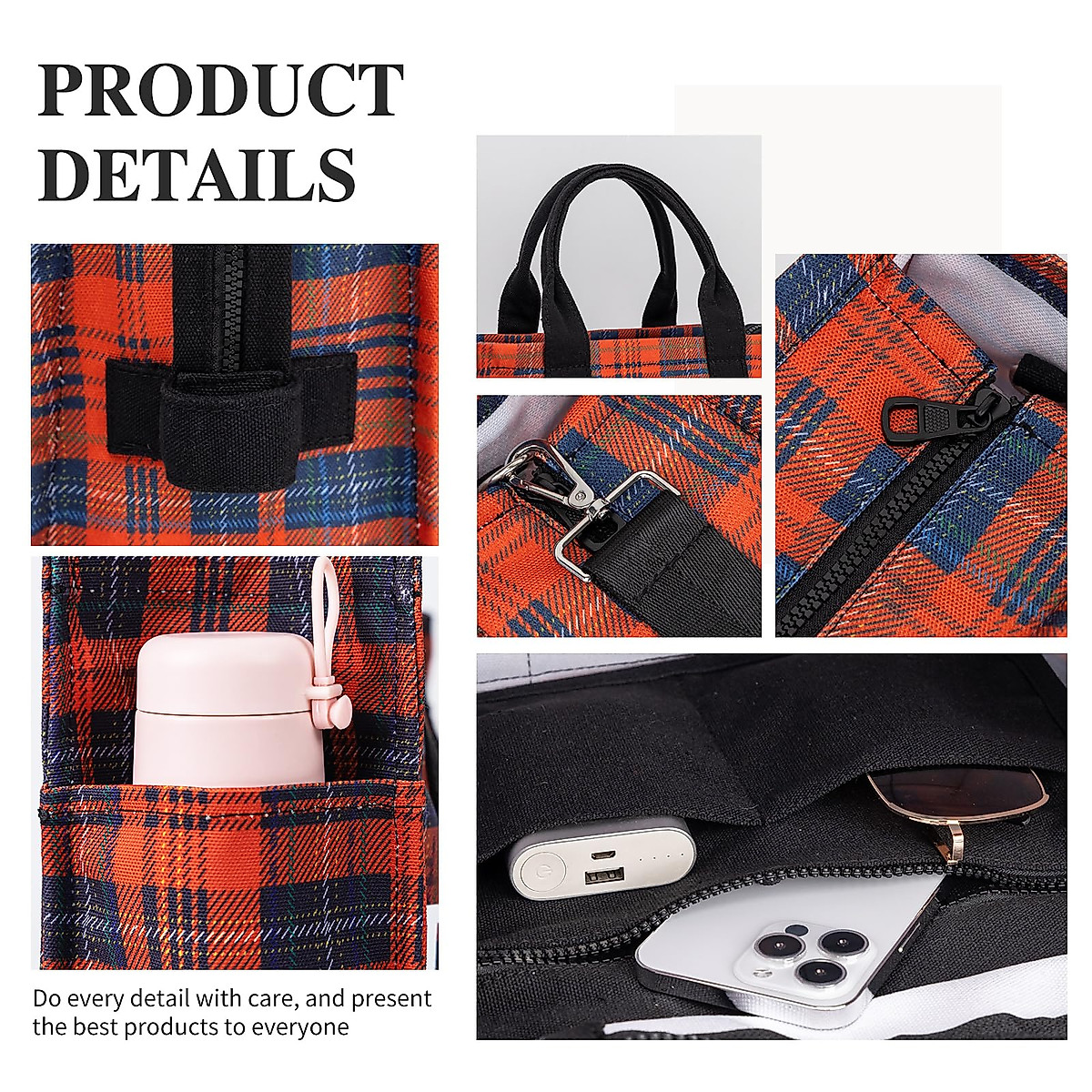 Tote Bag for Women, Canvas Carry-On Shoulder Bag Weekender Bags for Work, Daily Life (Striped Red)