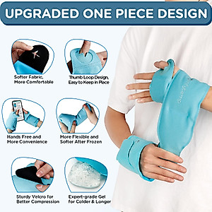 Comfytemp Wrist Ice Pack Wrap for Carpal Tunnel Relief, 2 Gel Packs, FSA HSA Eligible, Hot Cold Compression Brace for Hand Injuries Reusable, Achilles Tendonitis, Tenosynovitis, Men Women Surgery Gift