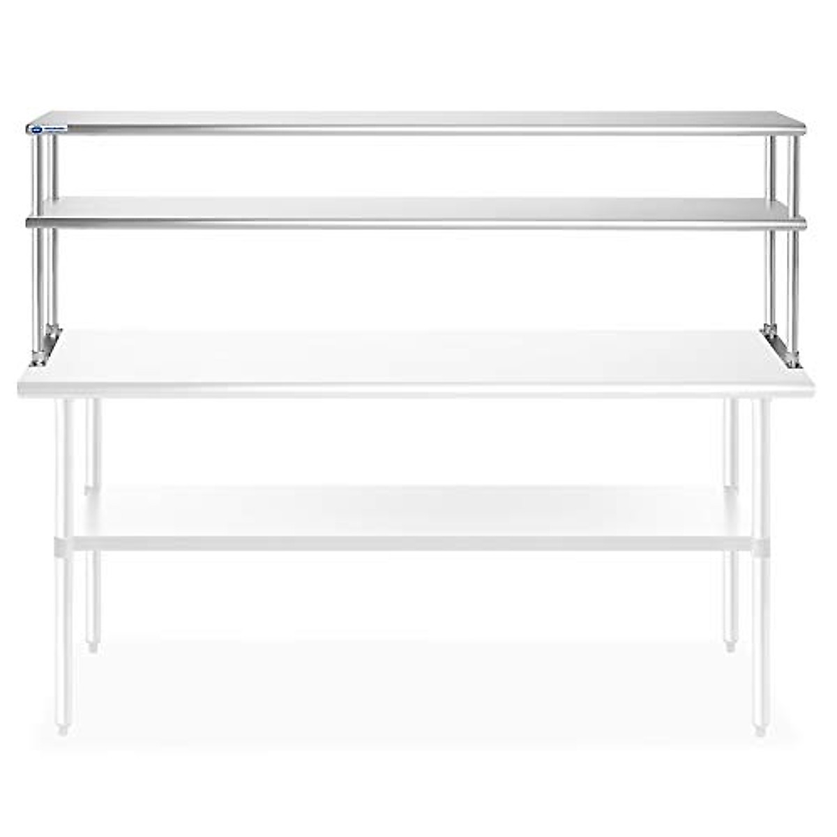 GRIDMANN NSF Stainless Steel Commercial 2 Tier Double Overshelf 72 in. x 12 in. for Kitchen Prep & Work Table