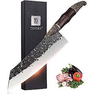 TIVOLI Professional Chef Knife Japanese Gyuto Knife Hand Forged Knife Meat Cleaver Full Tang Butcher Knife for Vegetables Meat Cutting for Kitchen Outdoor Cooking knifes Thanksgiving Christmas Gift