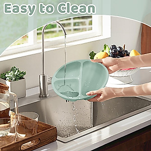 Bufims Silicone Baby Feeding Set, Baby Led Weaning Supplies, Eating Essentials Utensils with Suction Plate and Bowl, Pocket Bib, Sippy Cup with Lid, Forks Spoons Snack Container, for 6+ Months, Green